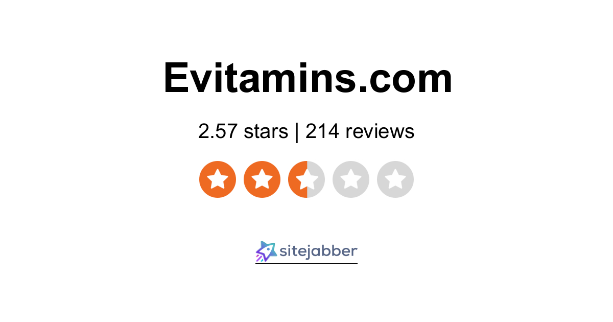 eVitamins Reviews - Read 214 Customer Reviews of EVitamins | Sitejabber