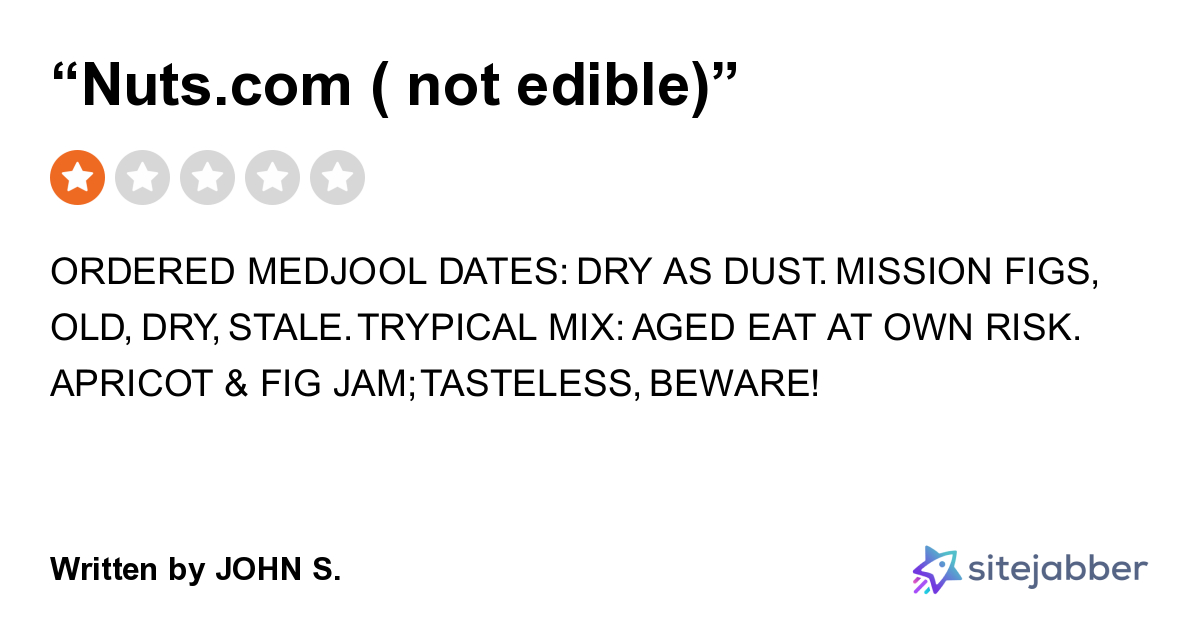 3 Stars Review of Nuts.com: “NUTS.COM ( NOT EDIBLE)”